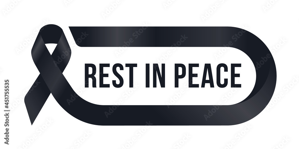 Rest in peace text in black ribbon are roll frame vector design Stock ...