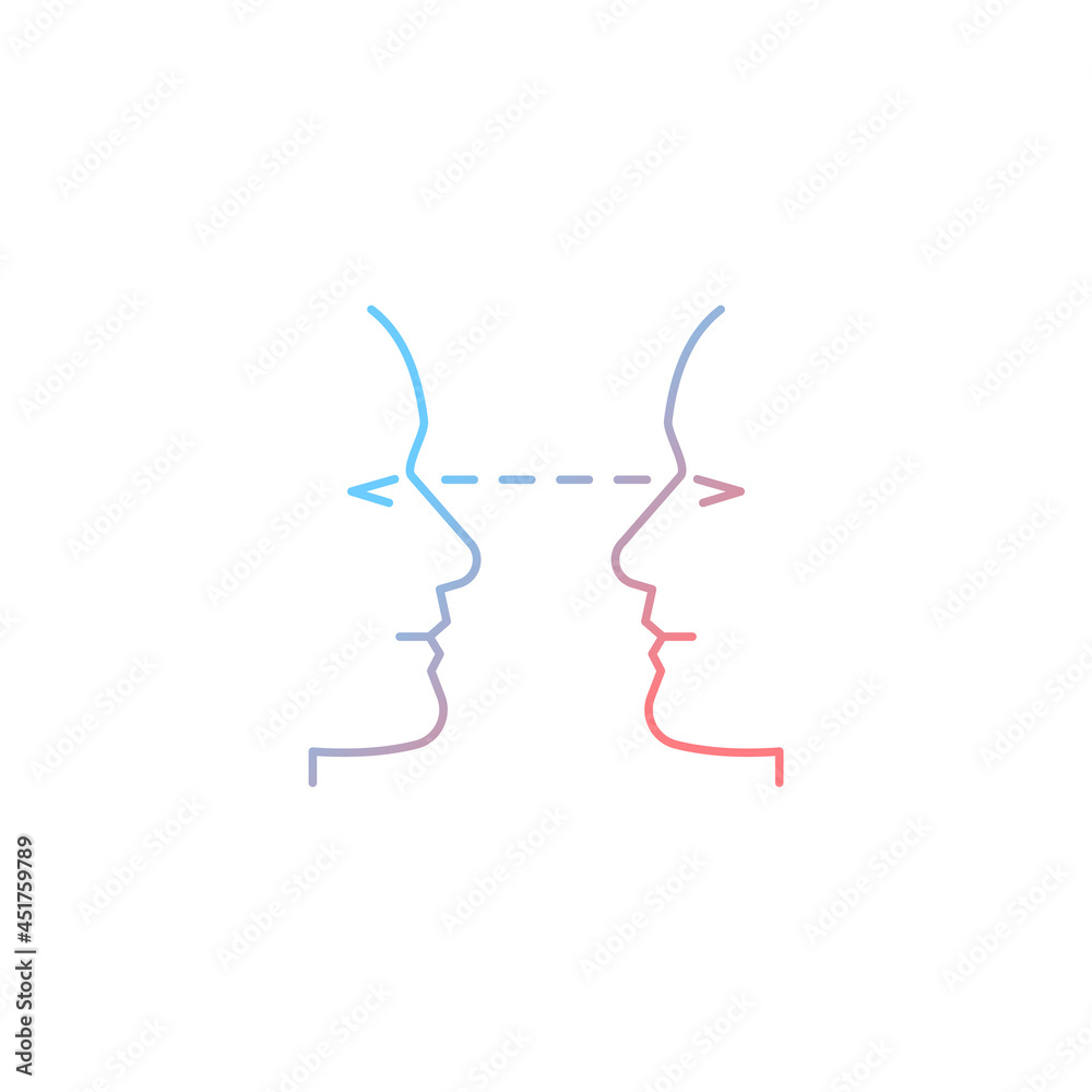 Eye contact gradient linear vector icon. Nonverbal communication ...