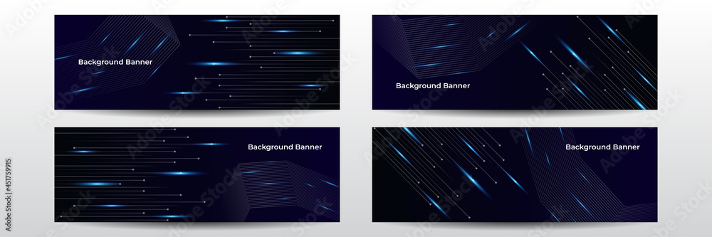 Modern blue futuristic technology wide banner background. Vector banner ...