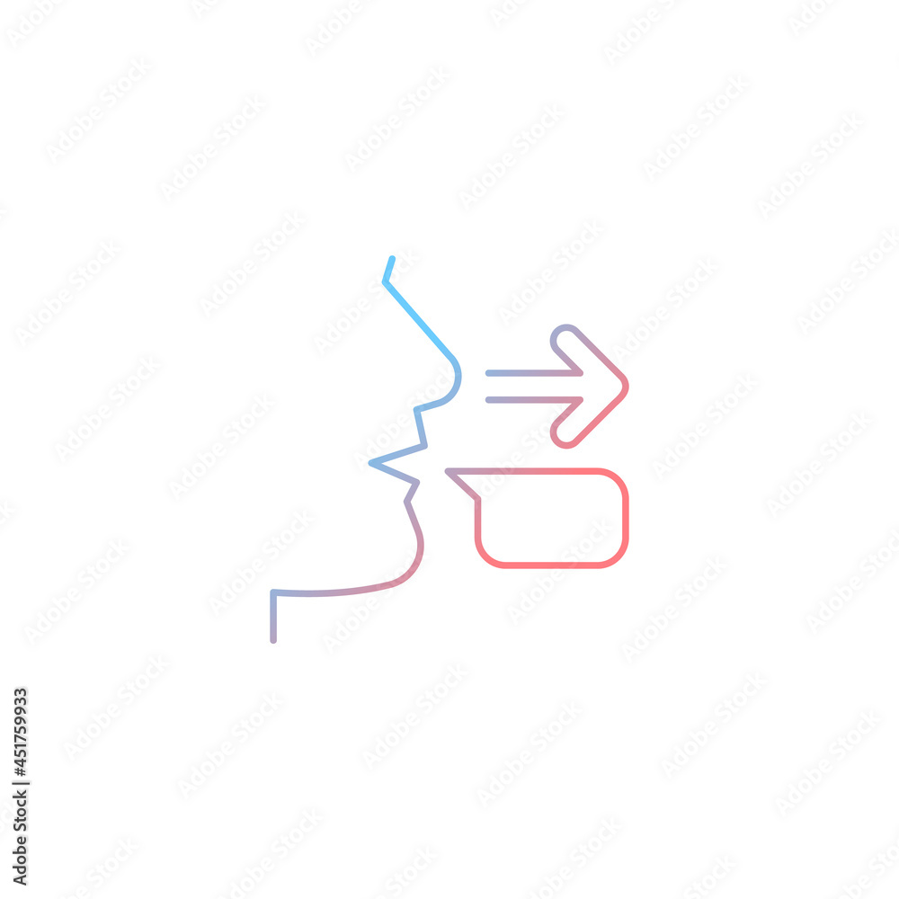 Message sender gradient linear vector icon. Communication process ...