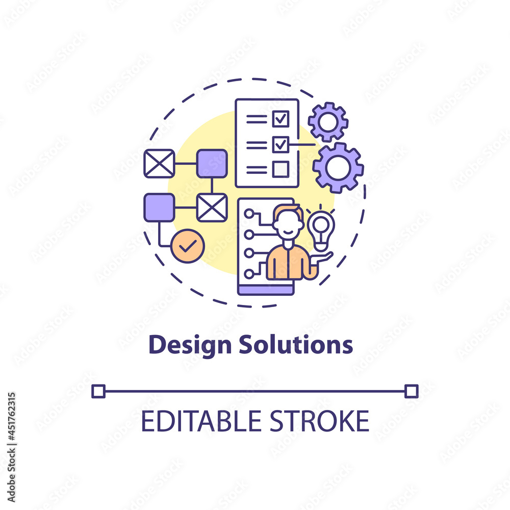 Design solutions concept icon. User-centered work process abstract idea ...