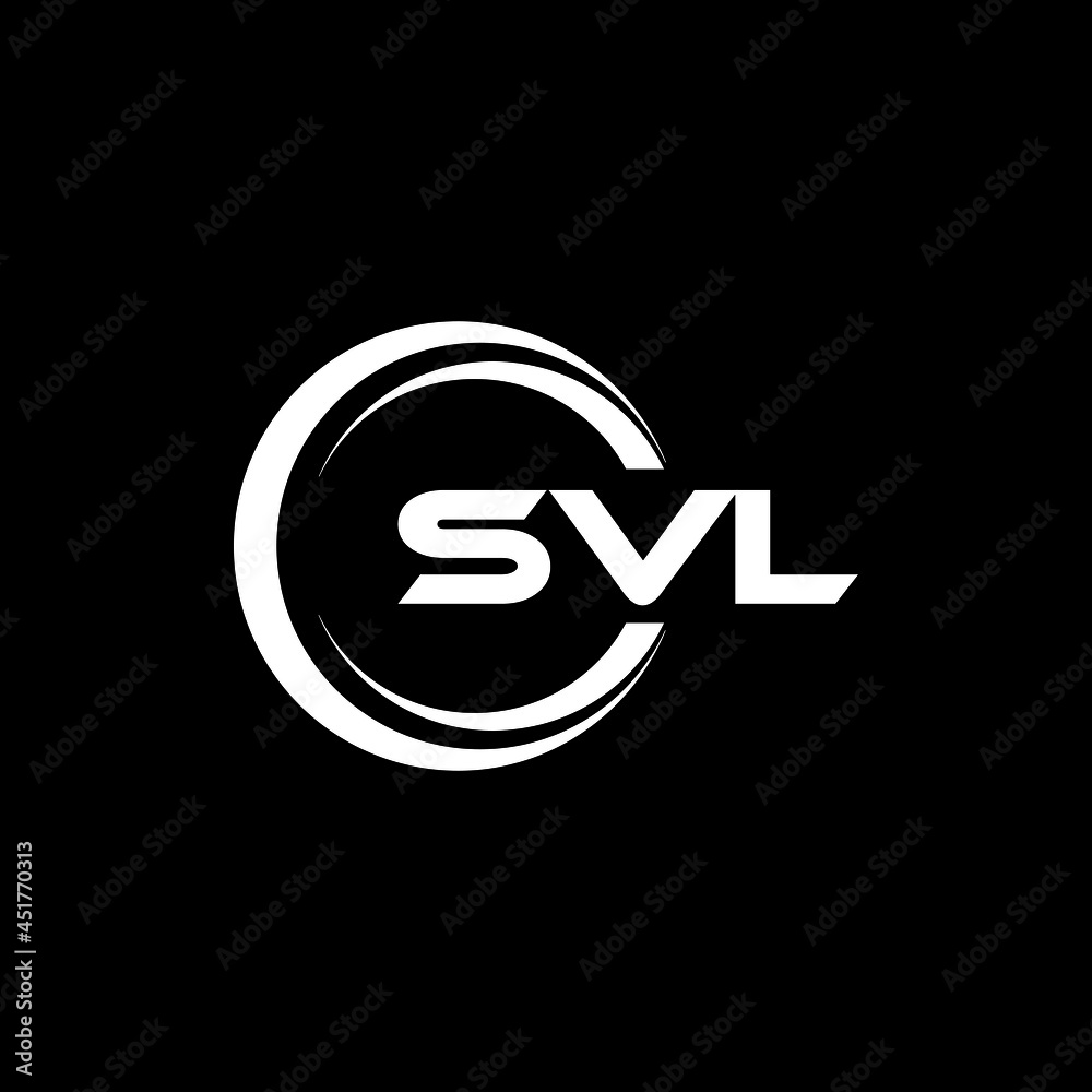 Vecteur Stock SVL letter logo design with black background in ...