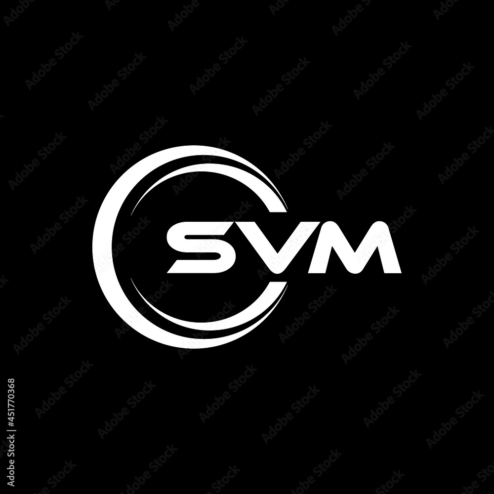 SVM letter logo design with black background in illustrator, vector ...