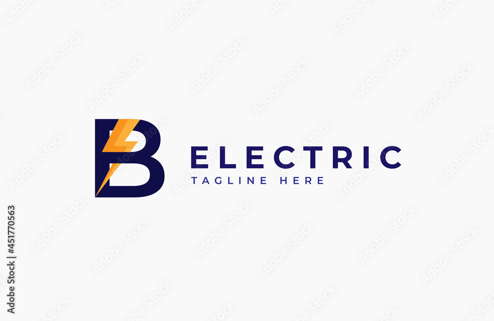 Electric Logo. abstract letter B with thunder bolt inside, electric ...