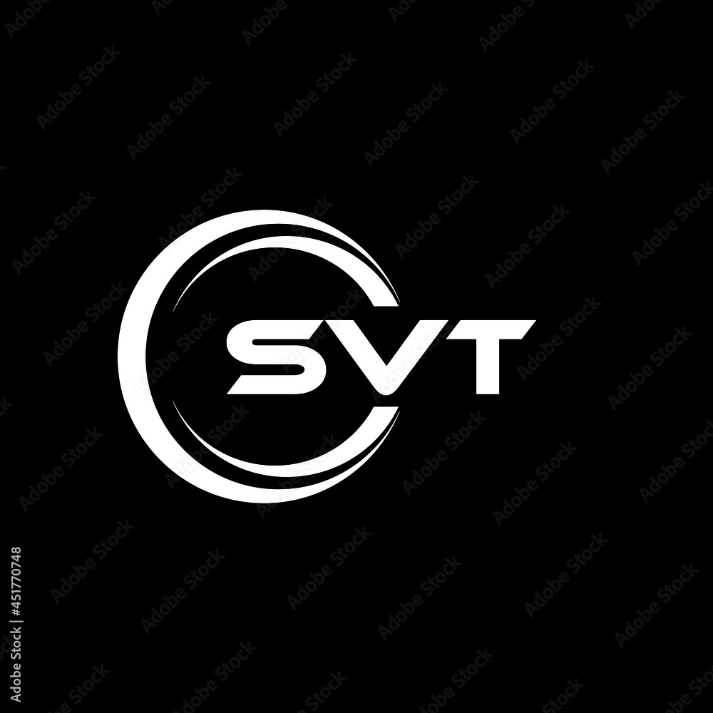 SVT letter logo design with black background in illustrator, vector ...