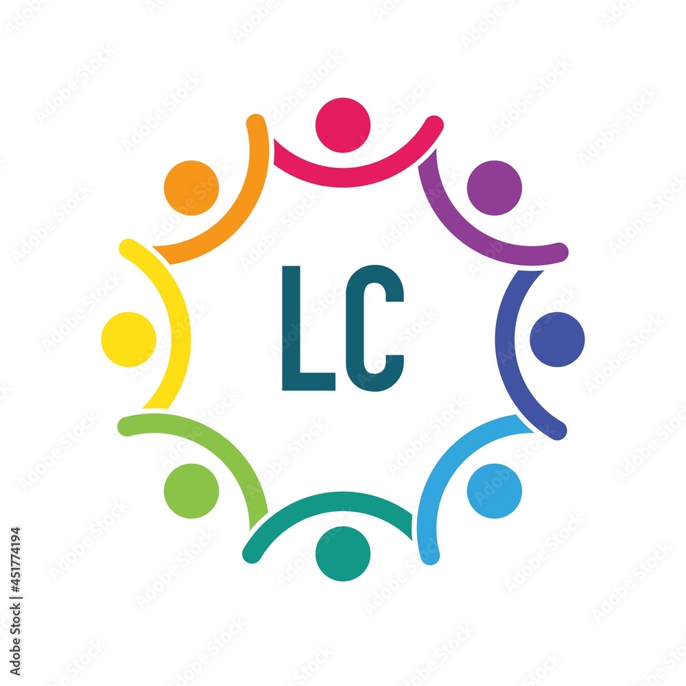 Initial Letter LC Human Resources Colorful Logo Design Template. Human ...