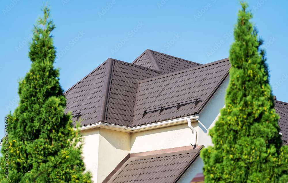 Tiled roof with segment of snow holding structure, Gutter system for ...