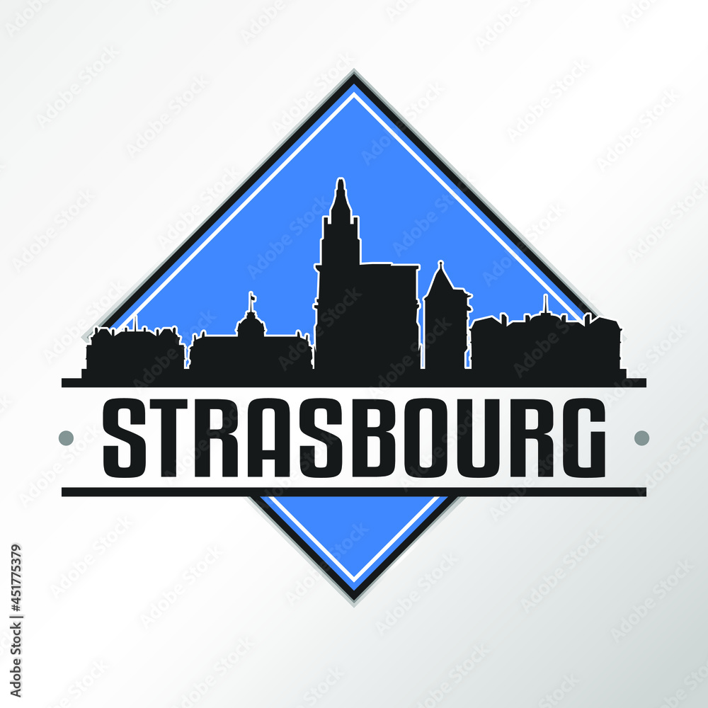 Strasbourg, France Skyline Logo. Adventure Landscape Design Vector ...