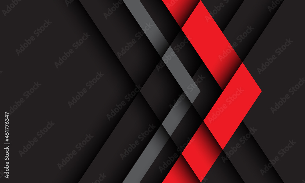 Abstract Red Grey Arrow Direction On Dark Design Modern Futuristic Technology Background Vector