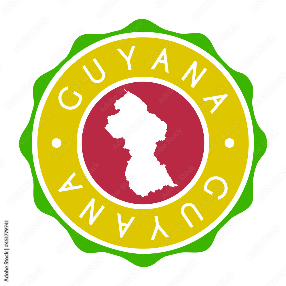 Guyana Badge Map Vector Seal Vector Sign. National Symbol Country Stamp ...