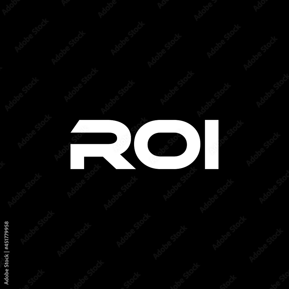 ROI letter logo design with black background in illustrator, vector logo modern alphabet font ...