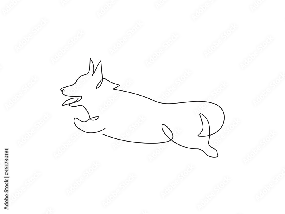 One line dog. Art. Single line illustration of a dog Stock Illustration ...