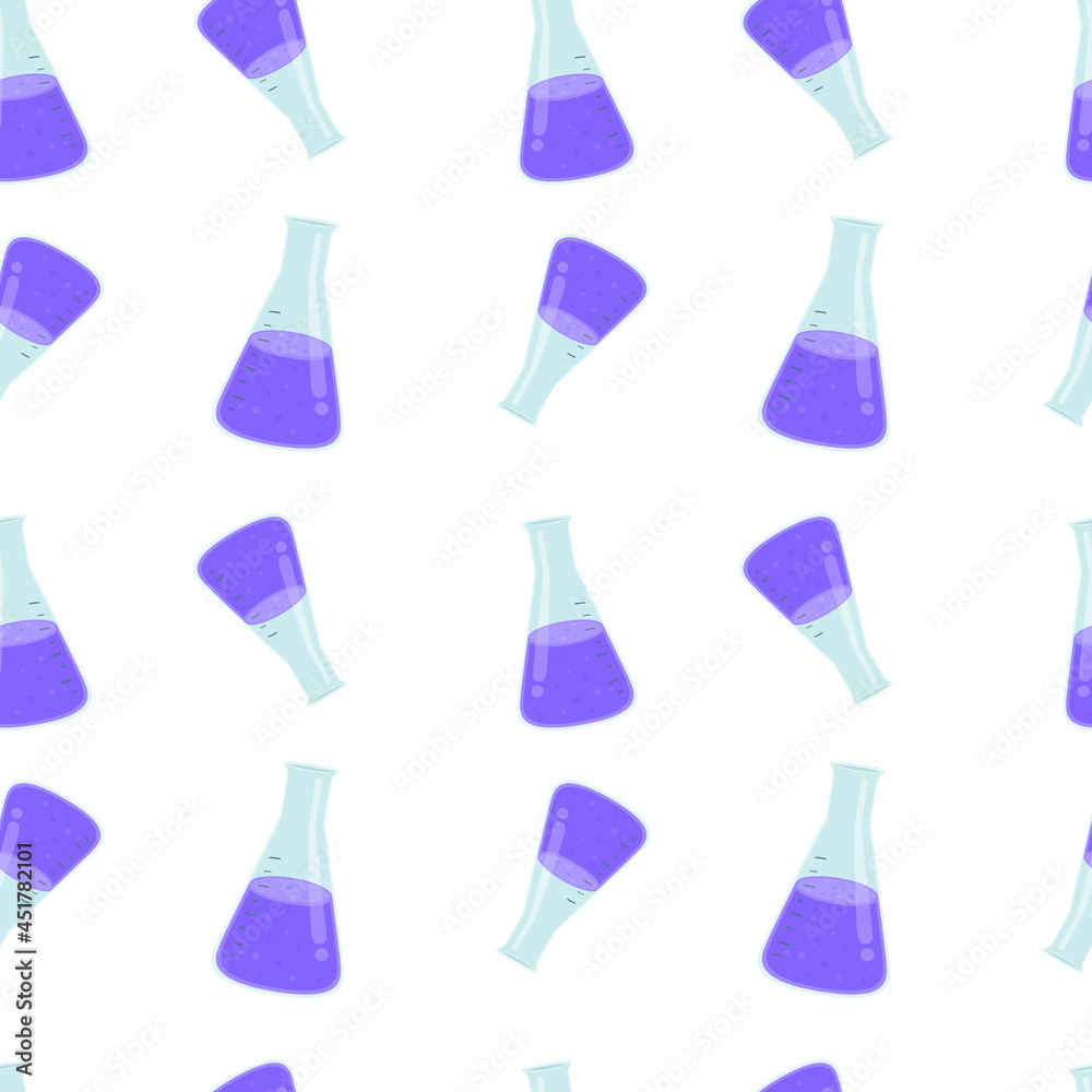 Erlenmeyer Flask Icon Emoji Pattern. Lab Experiment Seamless Background ...