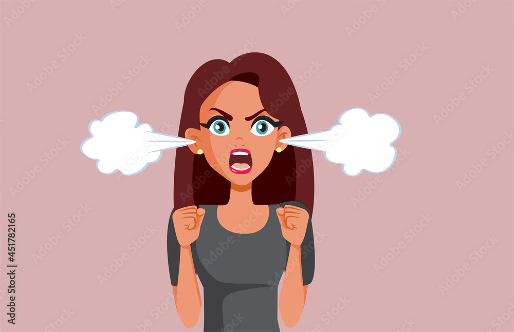 Furious Angry Woman Screaming Vector Cartoon Illustration Stock Vector ...