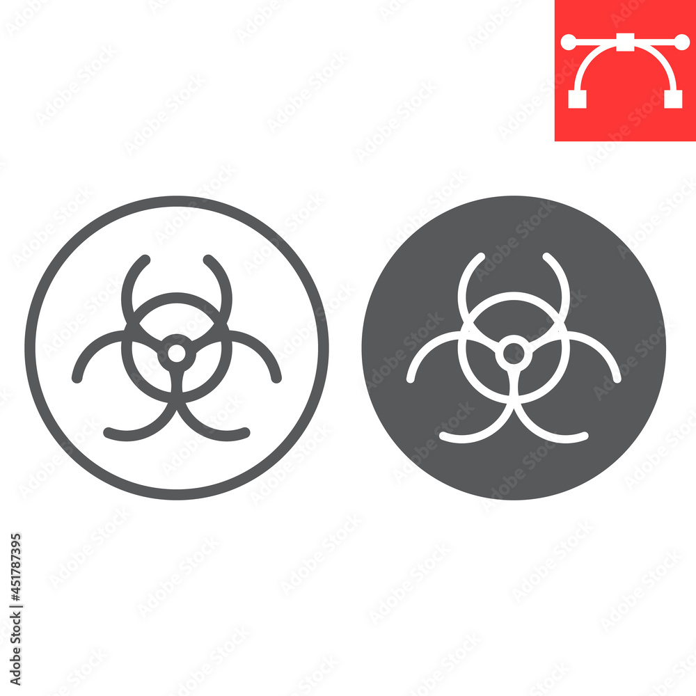 Biohazard line and glyph icon, biohazard symbol and ecology, toxic ...