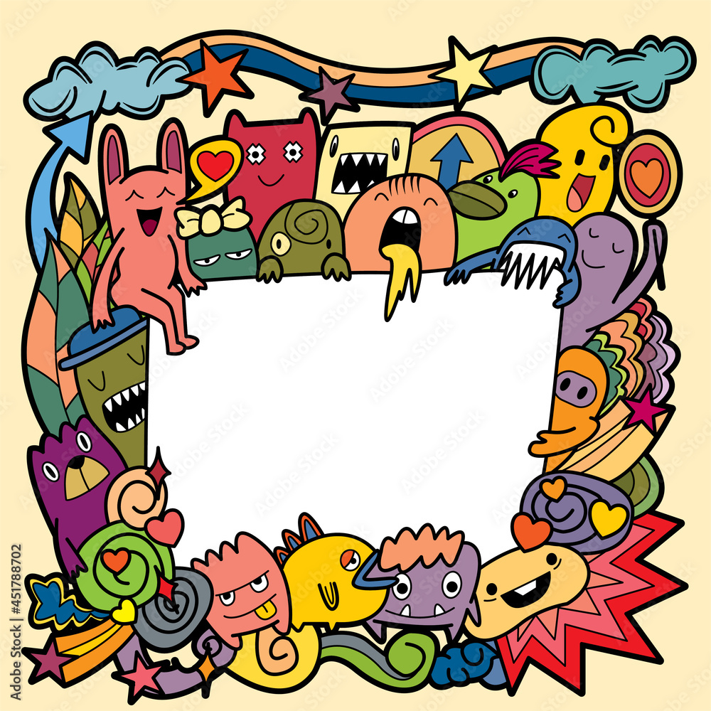 frame Cartoon monsters collection. set of cartoon monsters group Stock ...