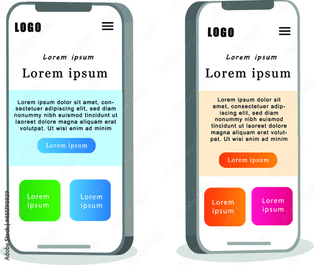 Modern Abstract Mobile screen ui ux app presentation mockup, gradient ...
