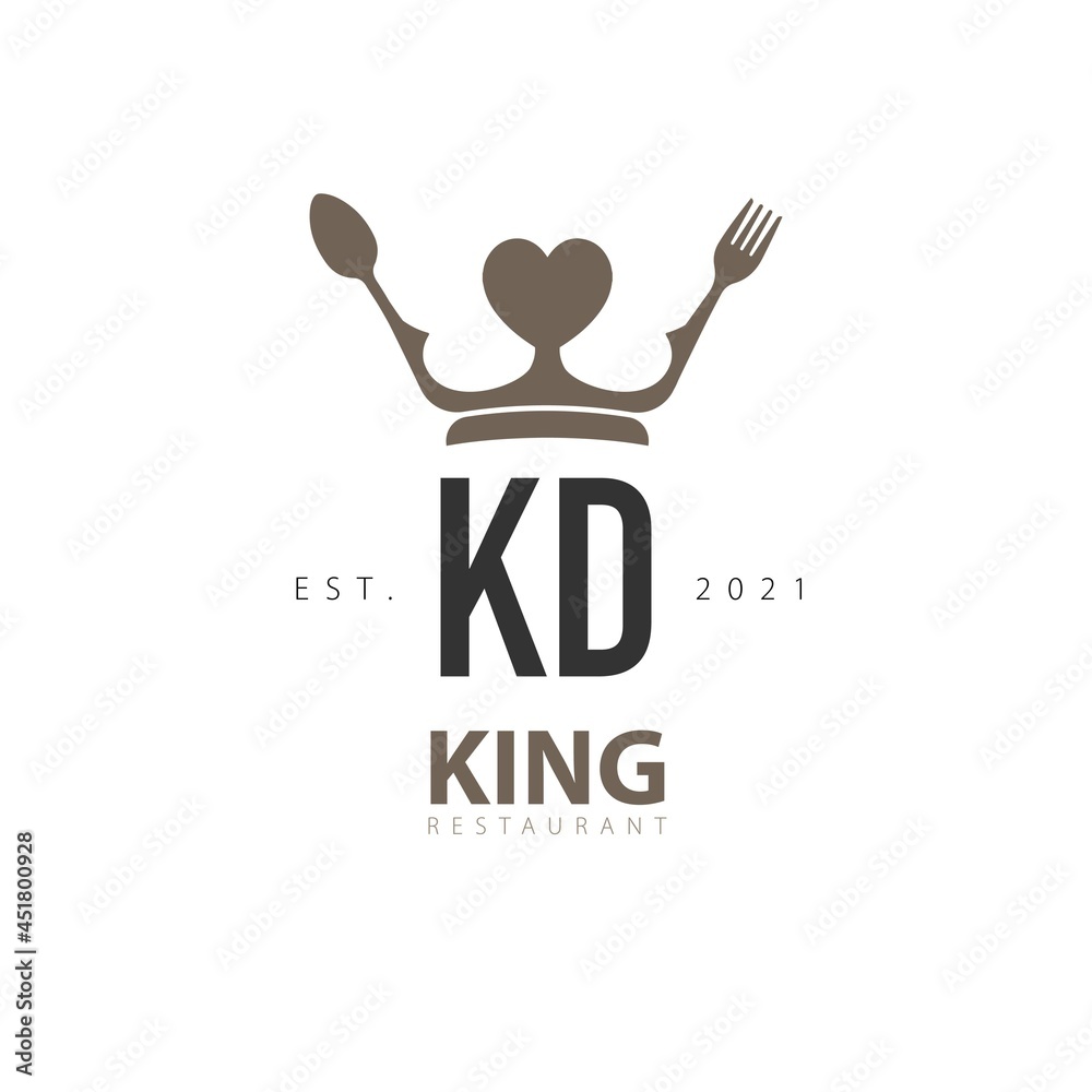 Initial Letter KD Crown Logo Restaurant Design Template. Crown ...