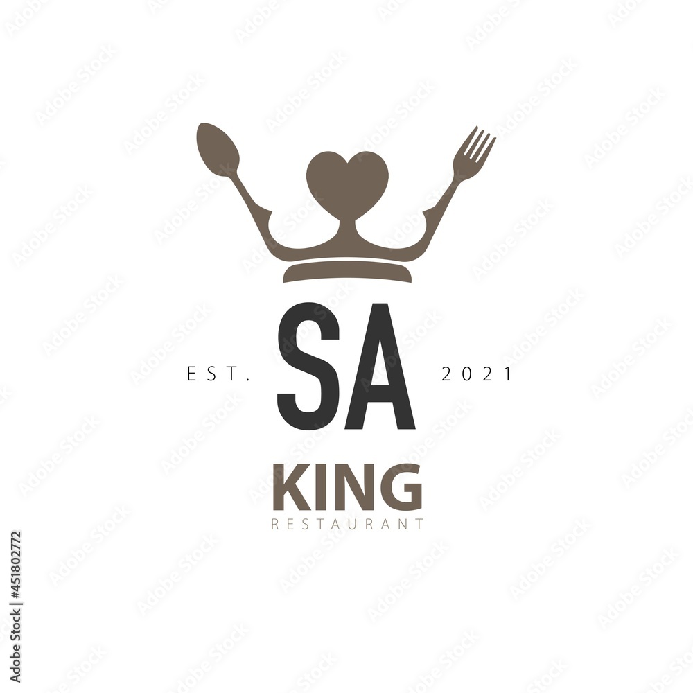 Initial Letter SA Crown Logo Restaurant Design Template. Crown ...