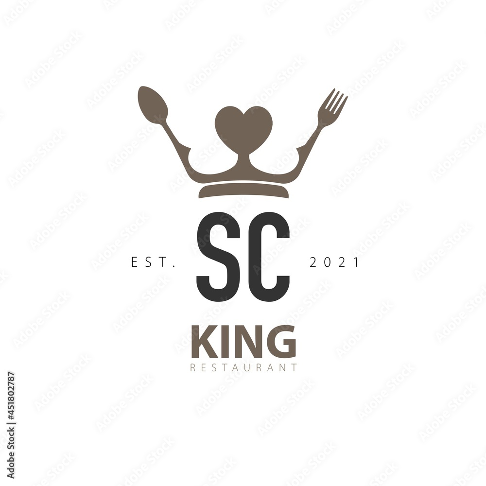 Initial Letter SC Crown Logo Restaurant Design Template. Crown ...