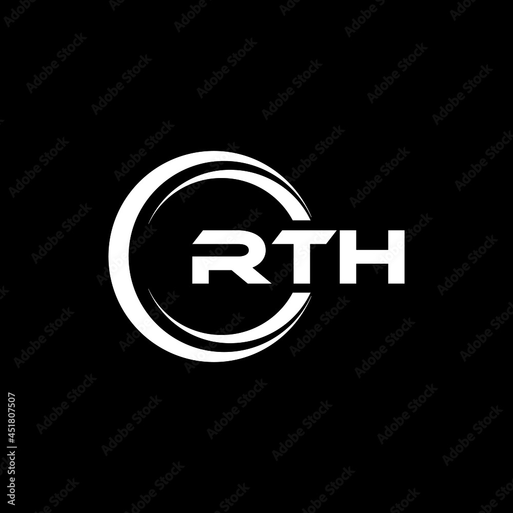 Vetor do Stock: RTH letter logo design with black background in ...