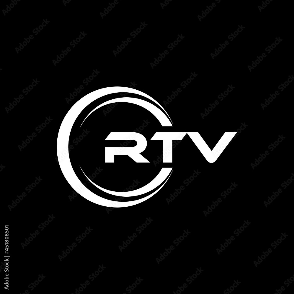 RTV letter logo design with black background in illustrator, vector ...