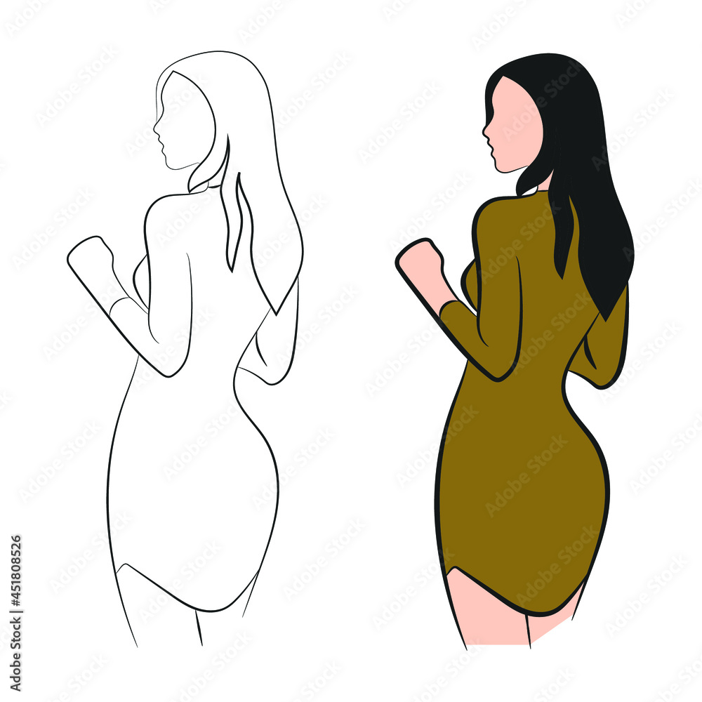 Silhouette of beautiful woman body vector illustration. Beautiful curvy ...