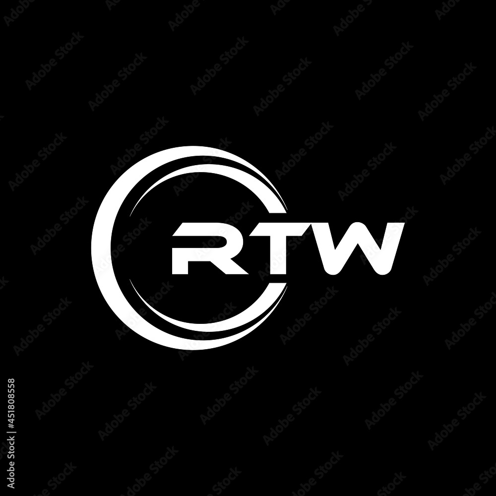 RTW letter logo design with black background in illustrator, vector ...