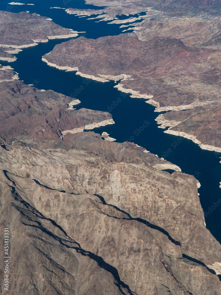 Arizona side Lake Meade showing the drought and reduced water levels ...