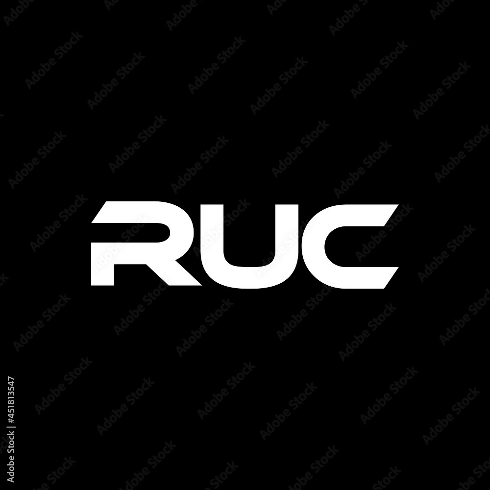 RUC letter logo design with black background in illustrator, vector ...