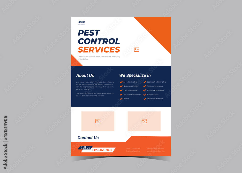 Pest control flyer design template. Pest prevention poster leaflet ...