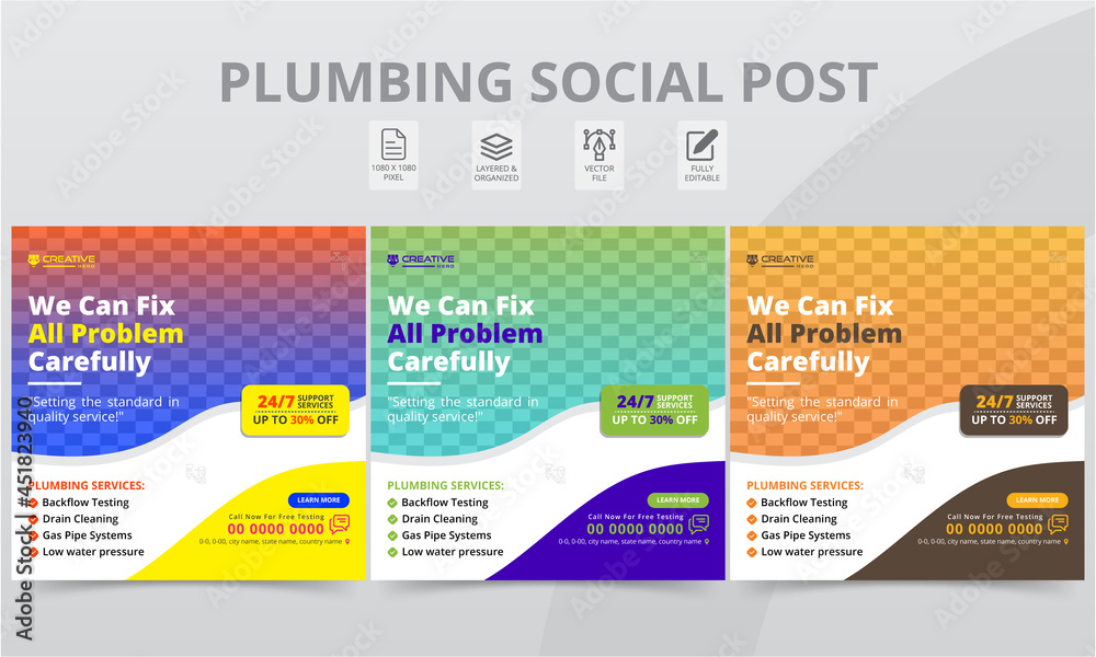 Elegant Plumber Social Media Post Attractive Templates. Professional ...