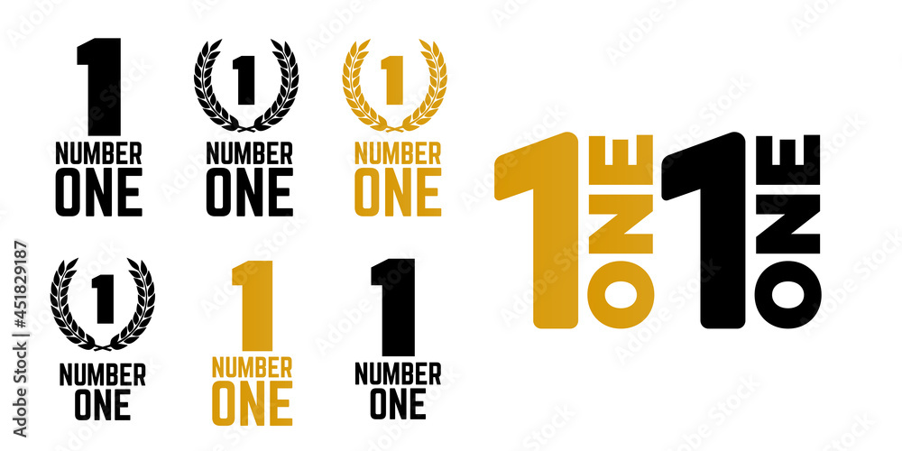 Number one retro labels. Set of one number logo. First place badge ...