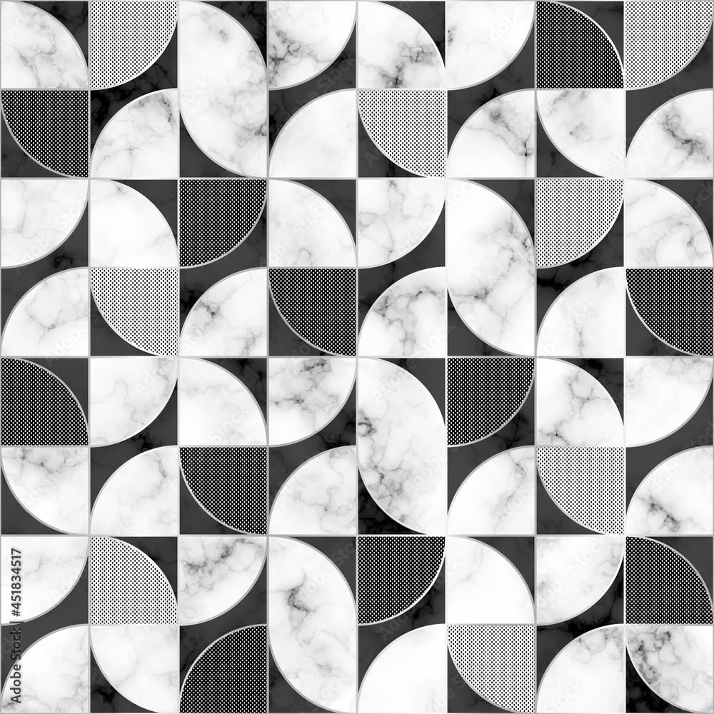 Marble seamless pattern. Repeating white and black marble texture ...