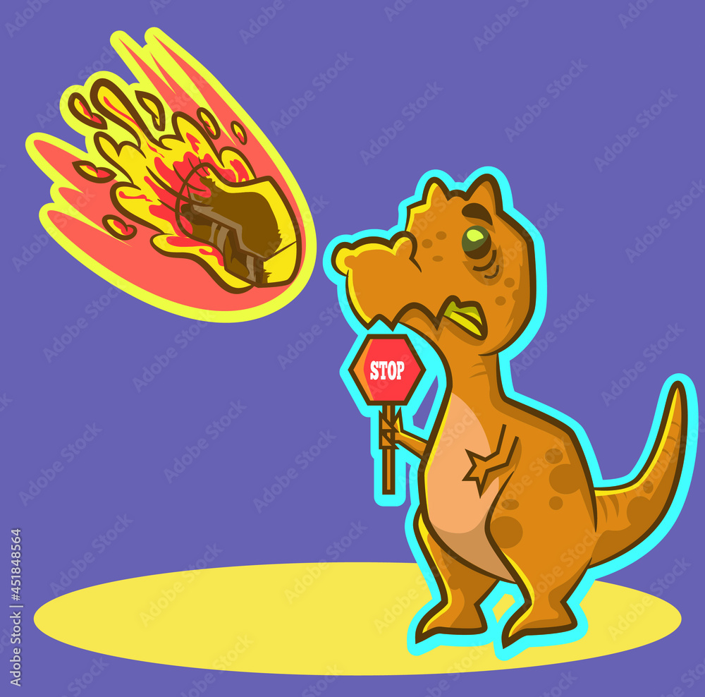 Dinosaur and his stop sign meteroro. Will this T-Rex be able to stop ...
