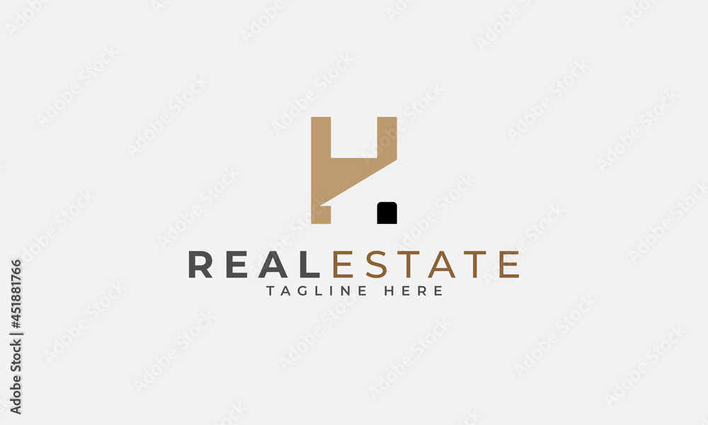 Initial H Real Estate logo, letter H and House icon combination, flat ...