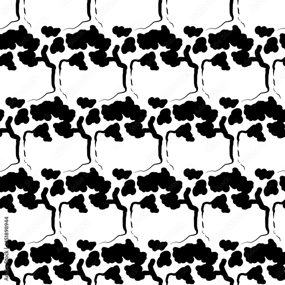 Black and white abstract seamless pattern. Hand drawn cells background ...
