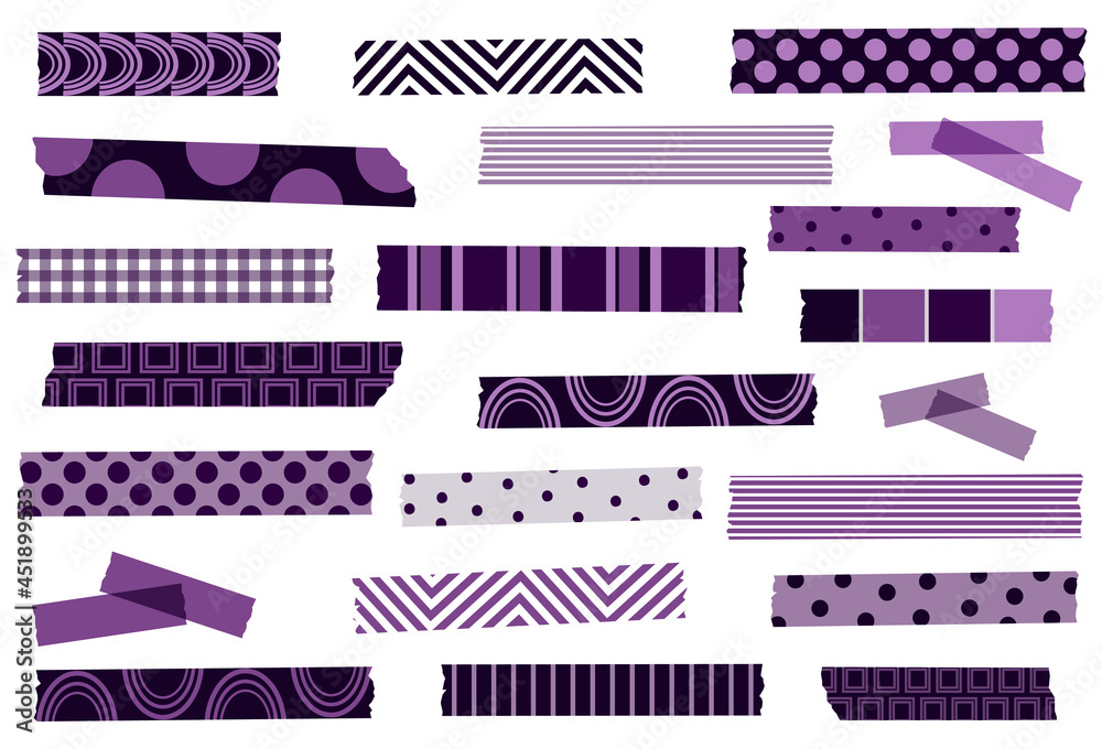Purple, plum lavender and violet washi tape collection. Set of semi ...