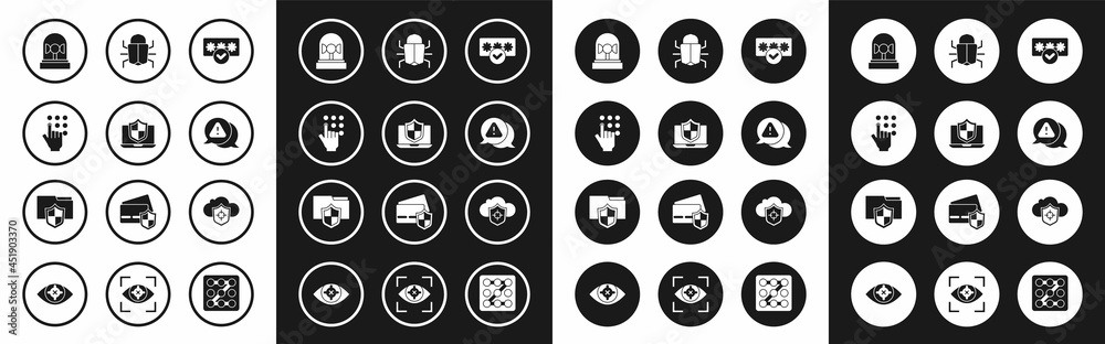 Set Password Protection Laptop Protected With Shield Flasher Siren Exclamation Mark In