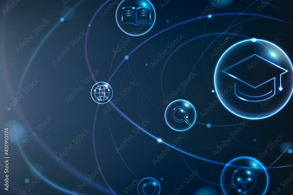 Education technology futuristic background vector in gradient blue ...