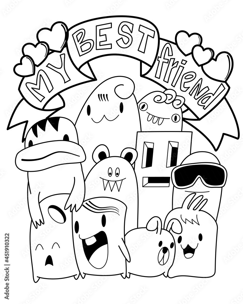 Cartoon cute monsters, monster party card design Cute background ...