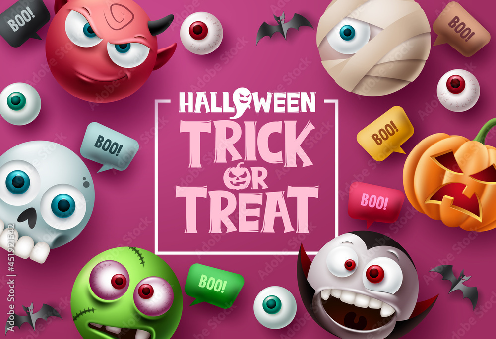 Trick or treat halloween vector background design. Halloween trick or ...