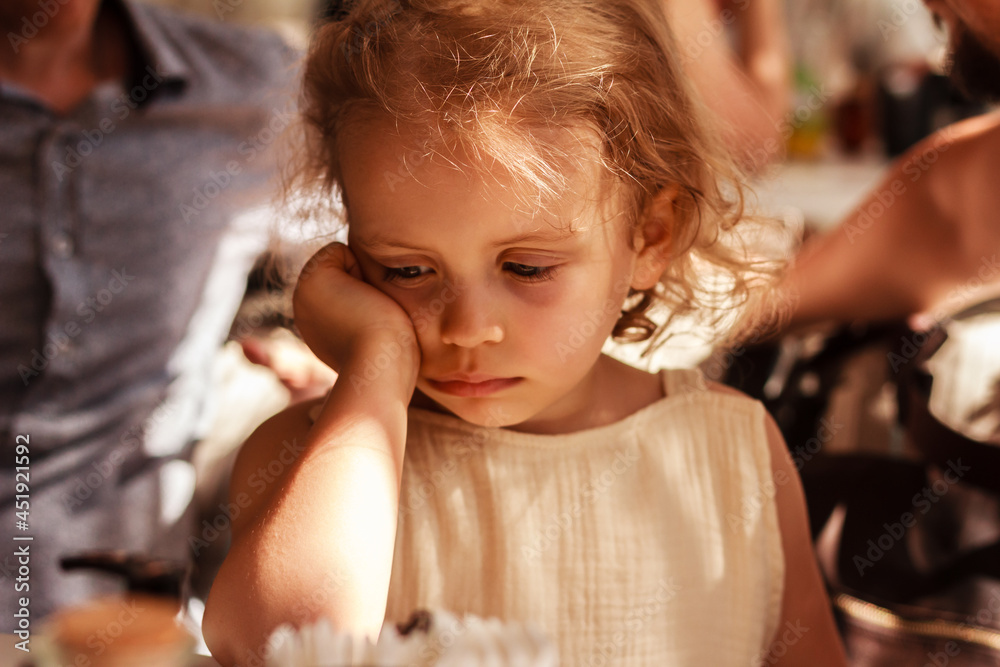 Family Misunderstanding, Childhood Problems. Sad offended little ...