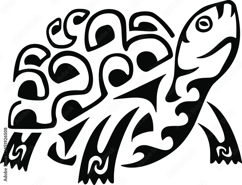 Tribal turtle tattoo vector art. Polynesian design pattern, isolated ...