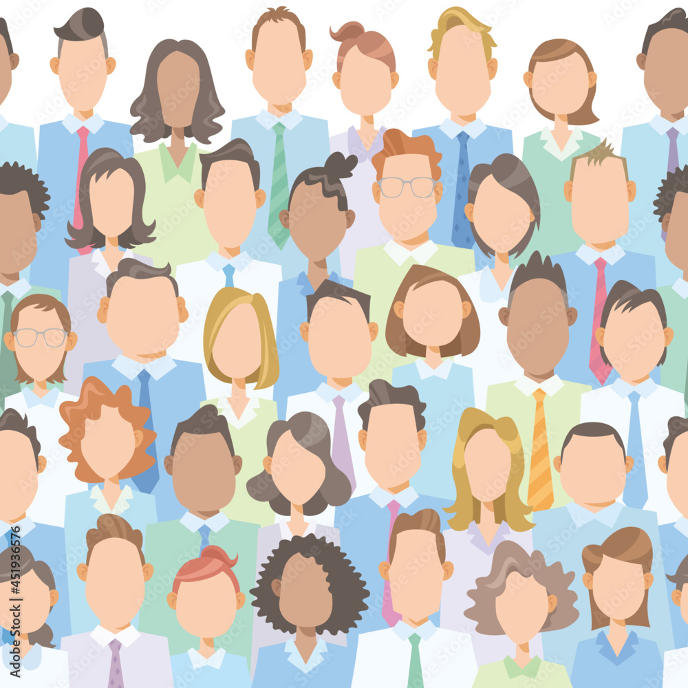 Vecteur Stock Seamless pattern with group of faceless business people ...