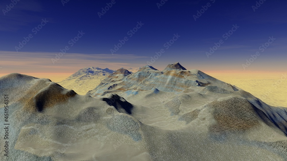 beautiful view from an exoplanet, a view from an alien planet, a ...
