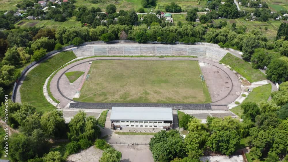 Vidéo Stock Abandoned derelict unbuilt stadium construction ruins in ...