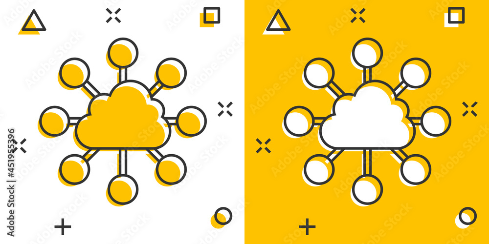 Vector cartoon cloud computing technology icon in comic style ...