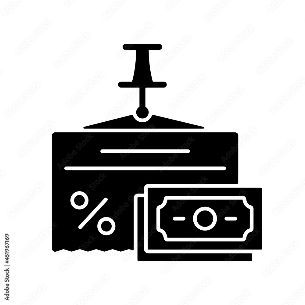 Fixed expenses black glyph icon. Money planning. Business expenditure ...