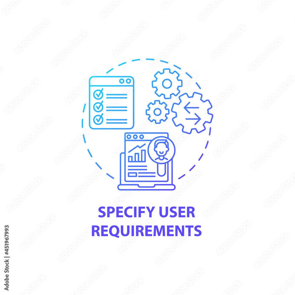 Specify user requirements concept icon. User-centered design abstract ...